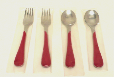 FIESTA HOLIDAY RED FLATWARE 4-Pc. Set Condiment Forks & Spoons New Old ...