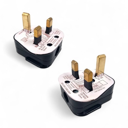 BLACK MAINS PLASTIC 13 AMP PLUG UK 3 PIN FUSED 13A SOCKET BULK PLUGS ...