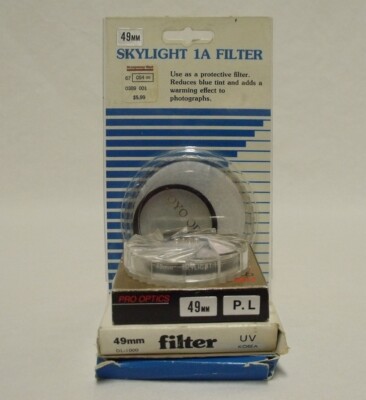 (5) Vintage SLR Lens 49mm FILTERS UV Haze PL Sky-1A Sky-1B UV w/Cases ...