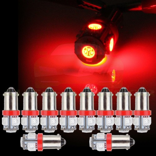 For 10X LED Red BA9S 5 SMD 5050 LED Light 5-SMD T4W 1445 Q65B H6W 182 ...