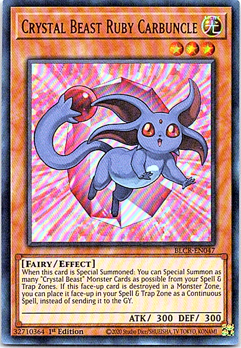 Crystal Beast Ruby Carbuncle BLCR-EN047 YU-Gi-Oh! Near Mint 1st Edition ...