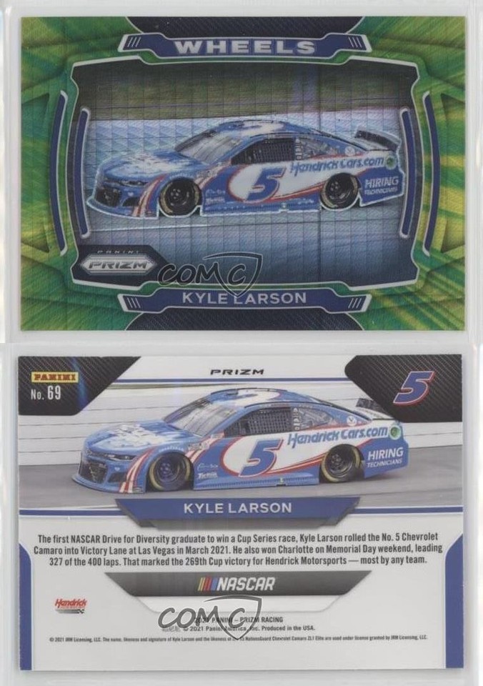 2021 Panini Prizm Wheels Green & Yellow Hyper Prizm Kyle Larson #69 ...