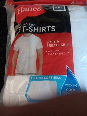 Hanes Big Men's 3 Pack Crew T-Shirts White Size 3XL NIP Tagless Free ...