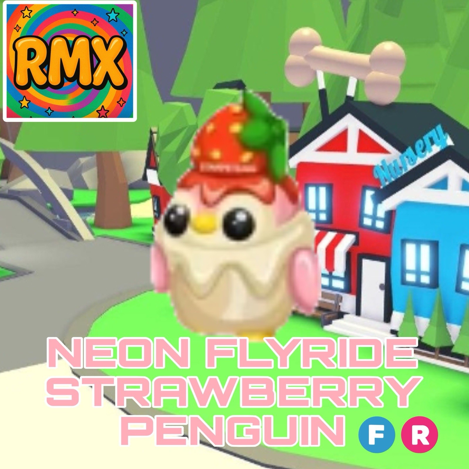 NEON FLYRIDE STRAWBERRY PENGUIN - ADOPT ME | eBay