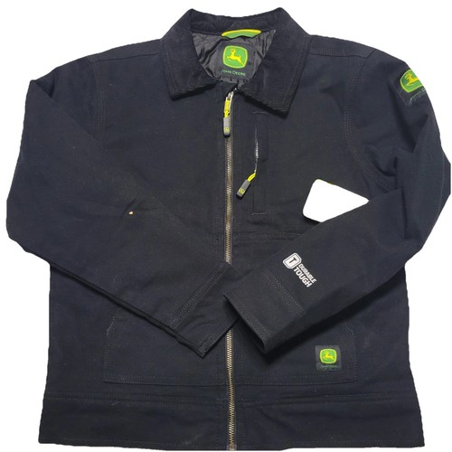 JOHN DEERE BOYS JACKET SIZE LARGE L 10/12 BLACK CANVAS TRUCKER JACKET ...