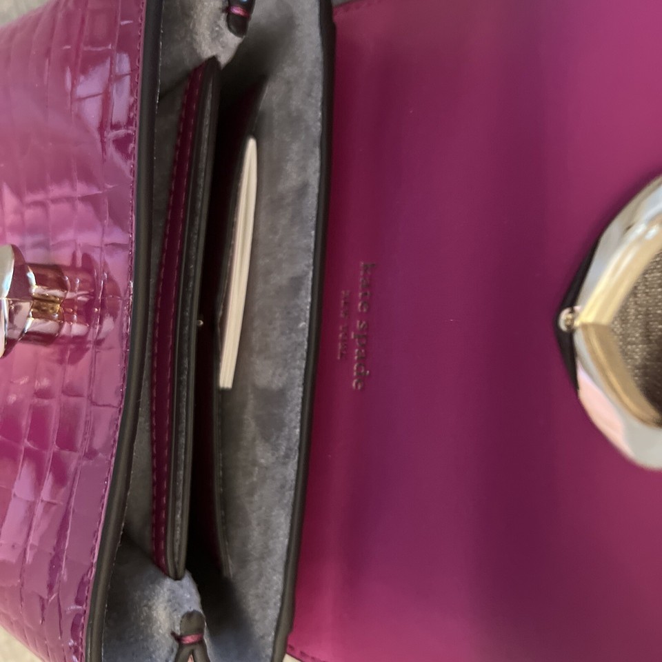 ️ kate spade Romy Small Berry Blitz Crocodile-Embossed Patent Leather ...