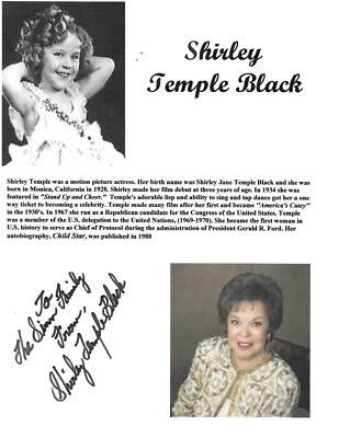 Rare vintage autographed Shirley Temple signed paper JSA COA | eBay