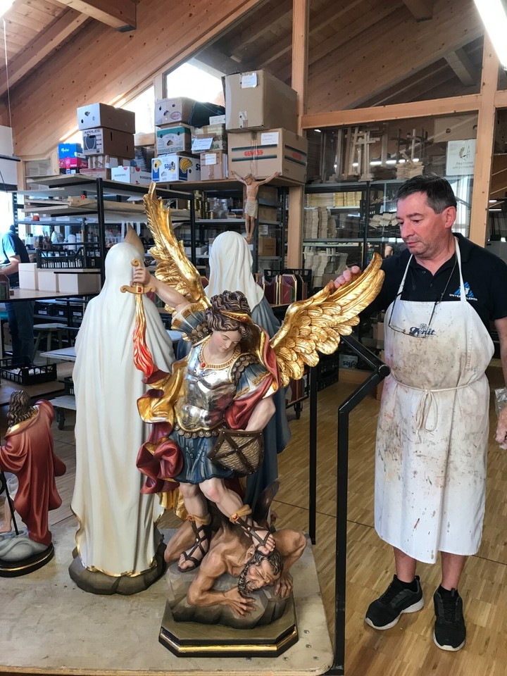 ST. MICHAEL THE ARCHANGEL Religious Statue 77" Hand Carved ITALY SAINT ...