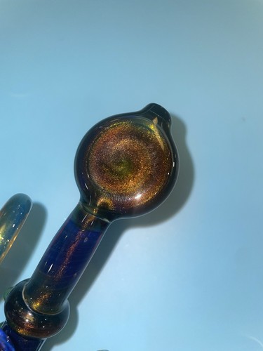 Heady American made glass water pipe bubbler spoon pendant wig wag opal ...