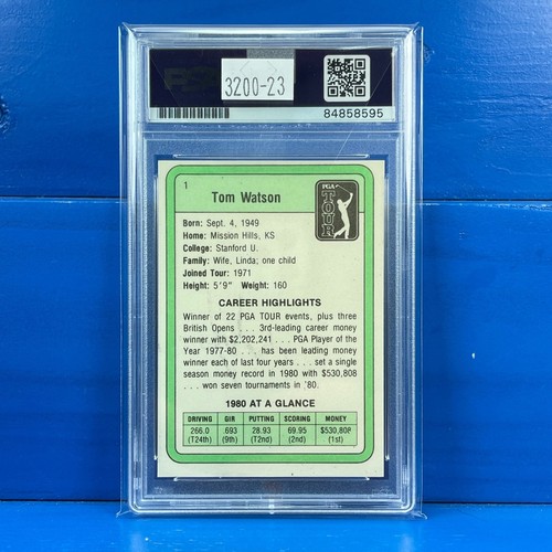 TOM WATSON 1981 Donruss PGA Rookie Card Autograph PSA Authentic RC AUTO ...