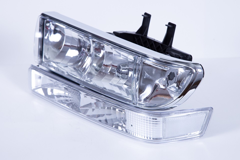 Chrome w/Clear Corner Headlight Bumper Headlamp For 98-2004 Chevy S10 ...