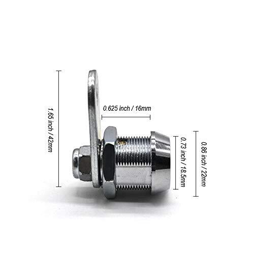 2pcs Tubular Cam Lock 5/8 Inch Cabinet Lock Keyed Alike With Chrome ...