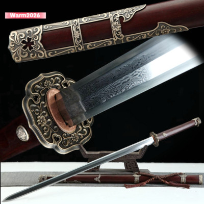 Brass / Rosewood Sheath Chinese Tang Sword Folded Steel Robust Sharp ...