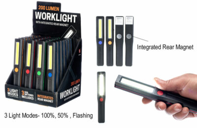 12 Hand Held LED 200 Lumen Work Lights Shop Flashlight 3 Modes W/Magnet ...