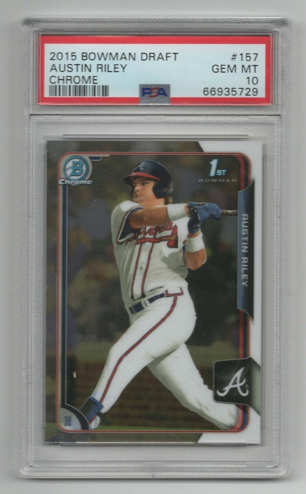 2015 Bowman Draft Crome * 1st Rookie Card * Austin Riley * #157 * PSA ...