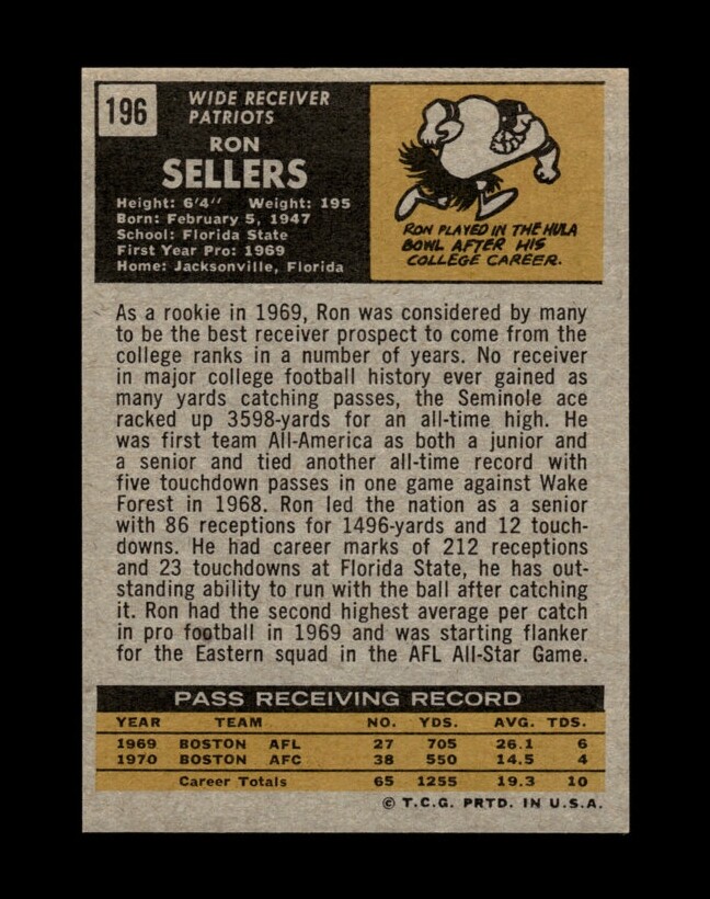1971 Topps Set-Break #196 Ron Sellers RC NM-MT OR BETTER *GMCARDS* | eBay