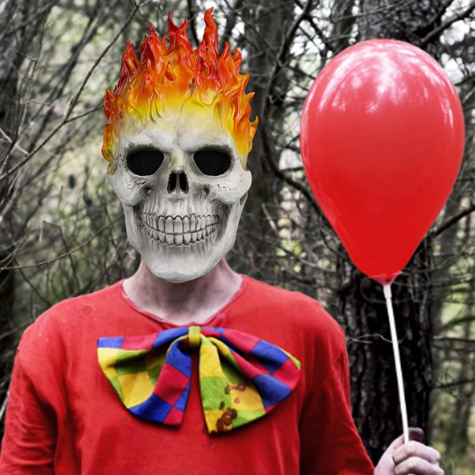 Ghost Rider Mask Demon Flame Skull Skeleton Full Head Helmet Halloween ...