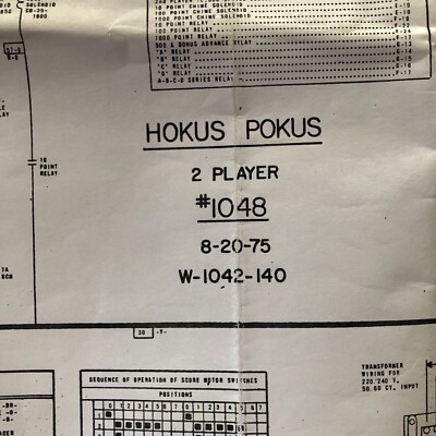 Bally Hocus Pocus Pinball Machine Schematic | eBay