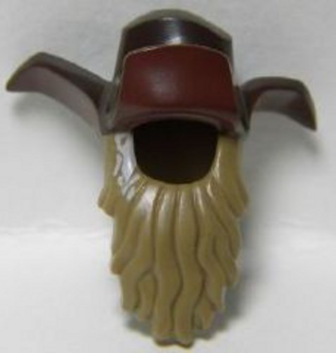 LEGO - Minifig, Headgear Hair with 3 Flap Hat & Beard Long with White ...