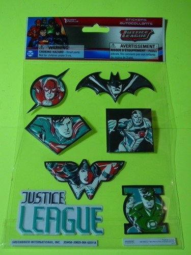 JUSTICE LEAGUE Sticker Decals sheet, 7 3-d DC Comic stickers | eBay