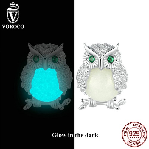 Fashionable 925 Sterling Silver Luminous Owl Stud Earrings Jewelry ...