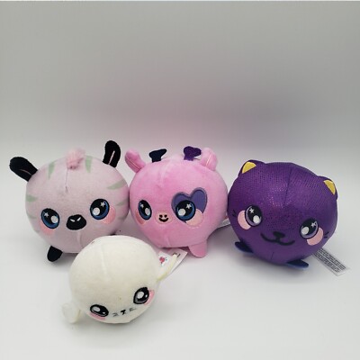 Squeezamals Lot of 4 Micro & Mini Plush Ball Stuffed Animals Pig Cat ...
