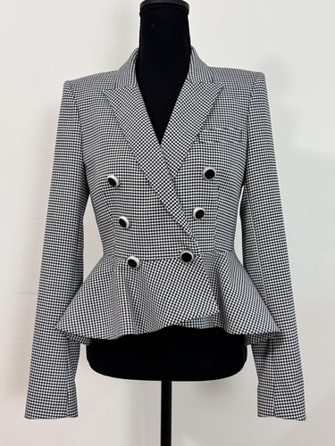 Veronica Beard Rhodora Houndstooth Peplum Blazer Jacket Size 0 NWT | eBay
