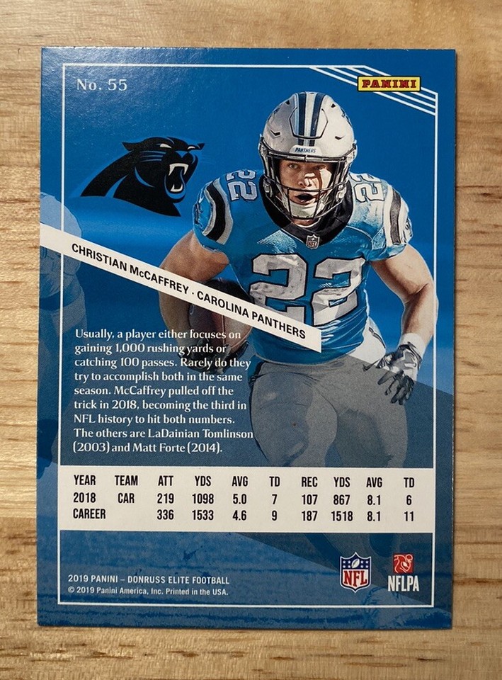 Christian McCaffrey 2019 Donruss Elite Football - #55 - Carolina ...