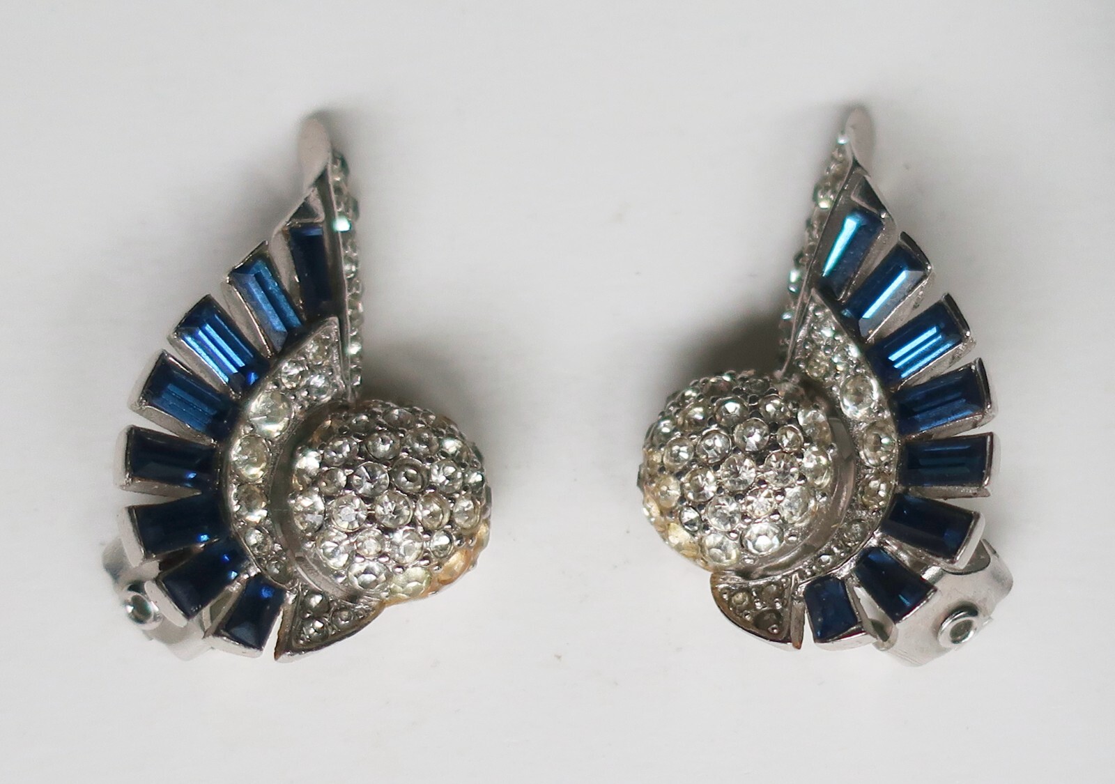 Deco Marcel Boucher Vintage Rhodium Plated Clear Blue Rhinestone Brooch ...
