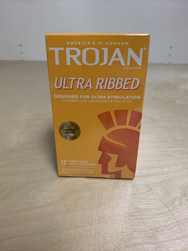 TROJAN Stimulations Ultra Ribbed 12 Count. 07/01/2028 | eBay