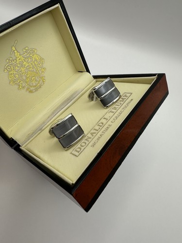 Donald Trump Signature Collection Silver Tone With Gray Inlay Cufflinks ...