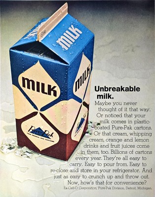 Pure-Pak Milk Cartons Food Packaging Whipping Cream-1965 Vintage Print ...