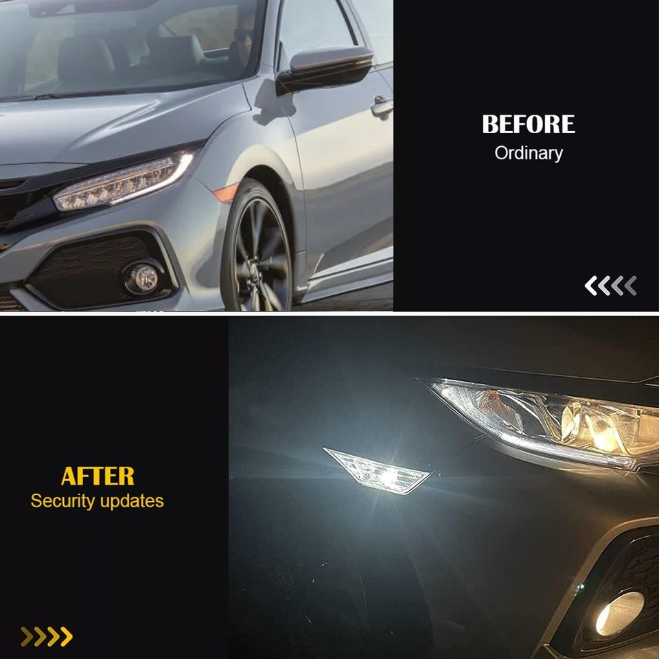Clear Side Lights Lens Marker w/White LED Bulbs For Honda Civi 2016-21 ...