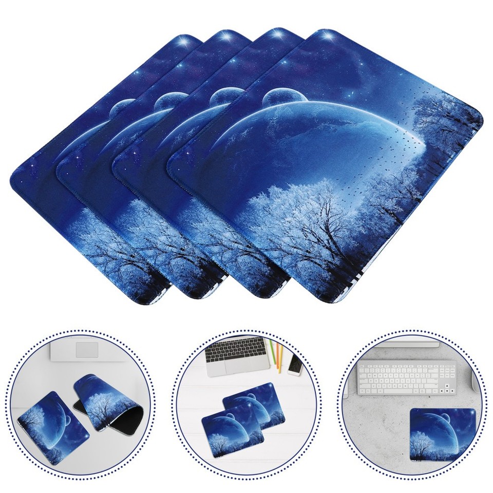 4pcs Mouse Pad Thickened Rubber Mouse Mat Pattern Desktop Computer ...