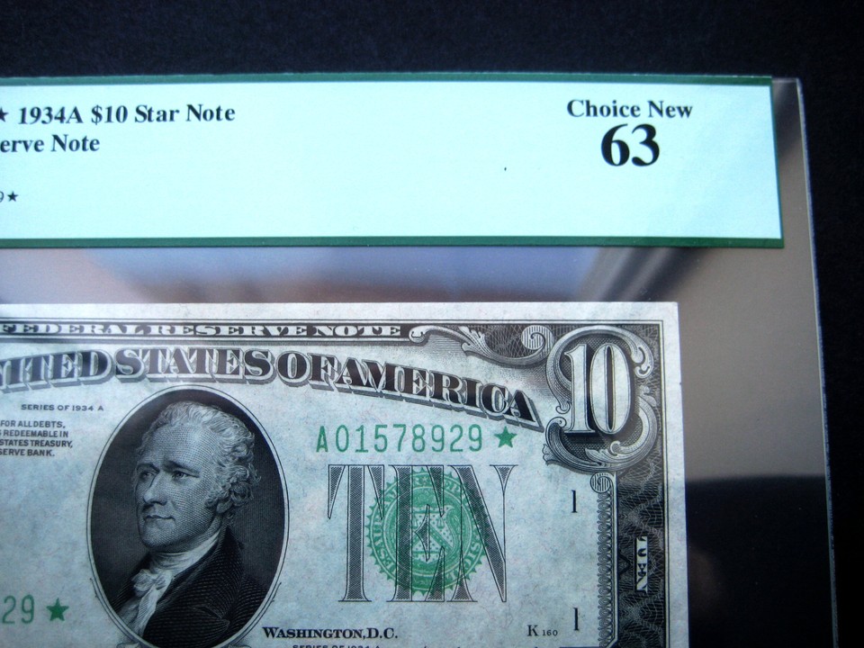 **RARE**$10 1934 A BOSTON***STAR**STAR***FEDERAL RESERVE UNC BU NOTE ...