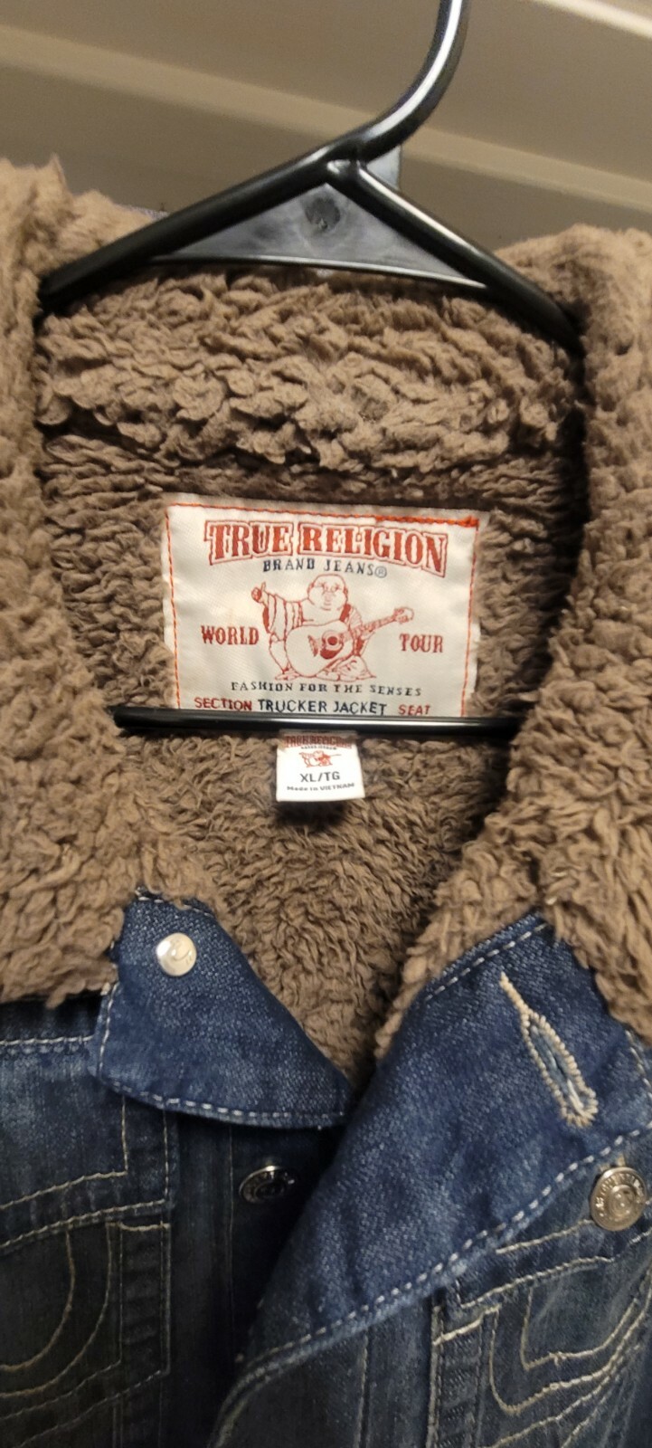 True Religion Trucker Jacket Denim Sherpa XL Mens Wor… - Gem