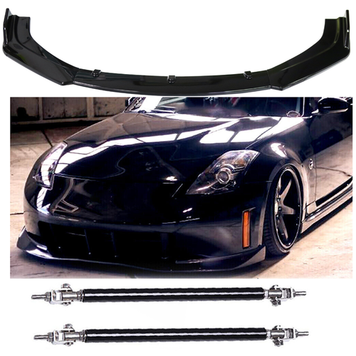 Front Bumper Lip Splitter Spoiler Strut Rods For Nissan 370Z 350Z ...