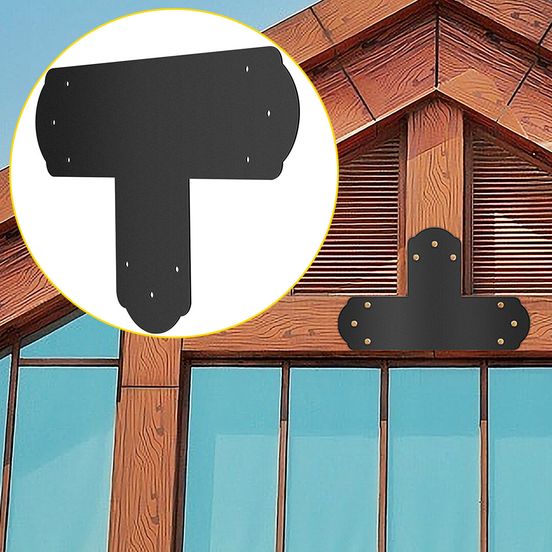 Black T Mending Plate T-shape 8 PCs 6" Flat Connector Post to Beam ...