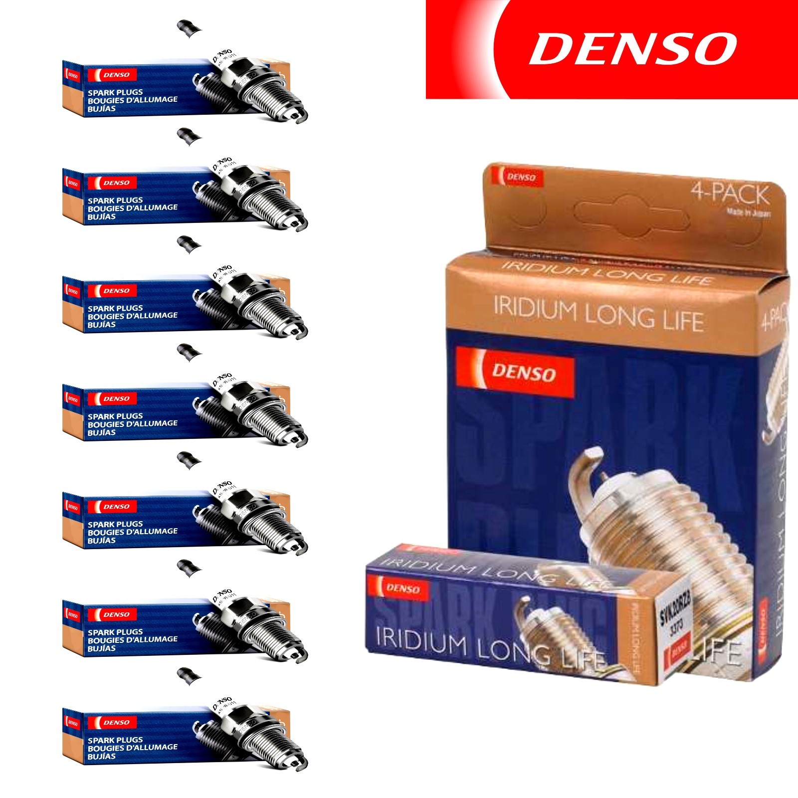8 Pack Denso 3444 Spark Plugs Iridium Long Life SC20HR11 Tune Up Kit ...