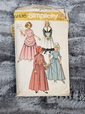 Simplicity 9136 Sewing Pattern Girls Puritan 18th Century Costume Size ...