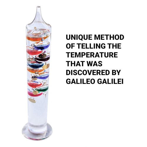 Galileo Thermometer Classic Large Glass Temperature Apparatus Desktop ...