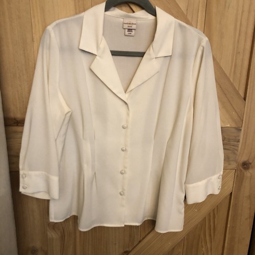 Elegant Classy Cream Button Up Blouse Sz. LP | eBay
