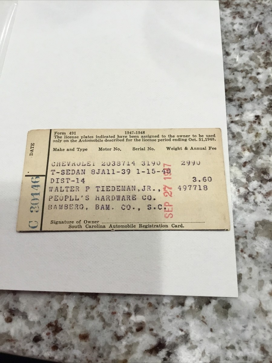 Vehicle Registration Card