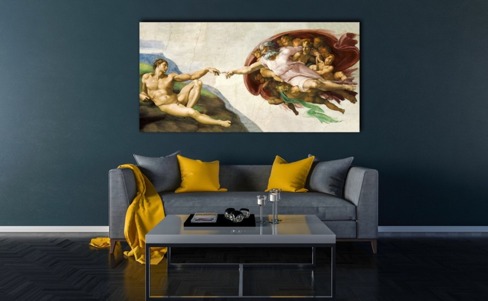 The Creation of Adam by Michelangelo Canvas Wall Art, Repreduction ...