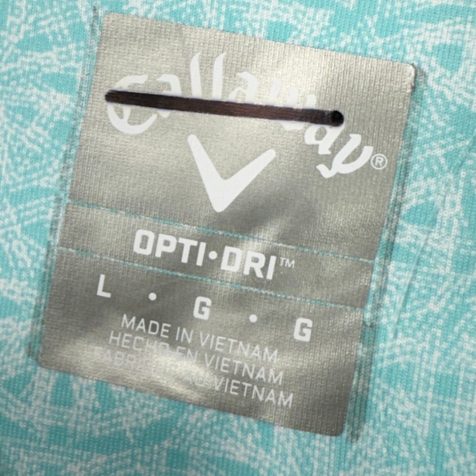 Callaway Opti-Dri Mens Golf Polo Shirt Large Aqua Blue Geometric ...