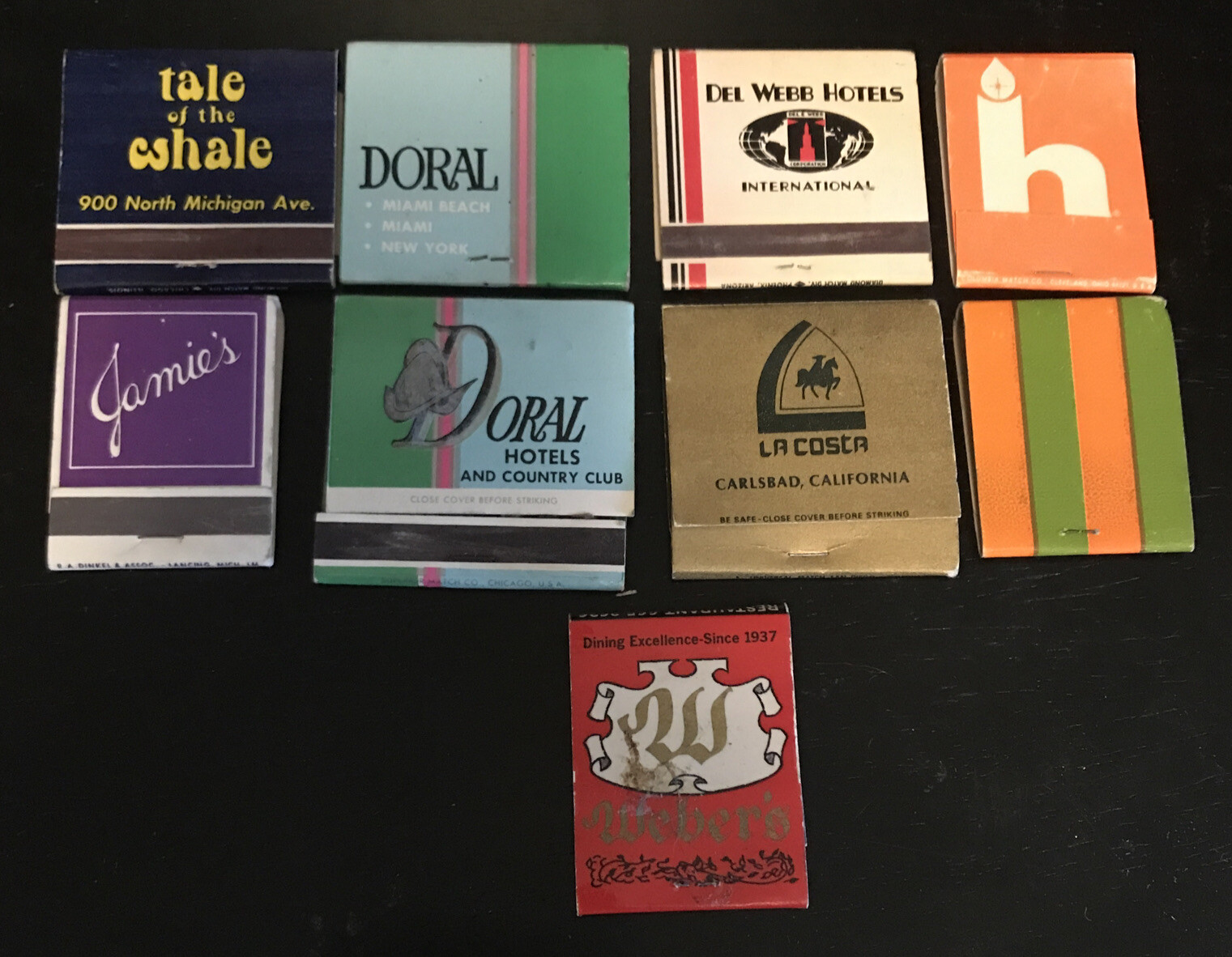 Lot of 9 Vintage Feature Matchbooks DORAL Hotels Del Webb Tale of The ...