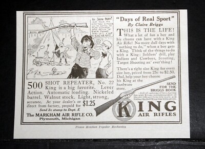 1916 OLD MAGAZINE PRINT AD, MARKHAM CO, 500 SHOT REPEATER NO. 22 KING ...