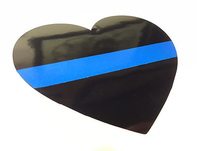 3"x4" HEART THIN BLUE LINE Decals Stickers Vinyl FOP Police Blue Lives ...