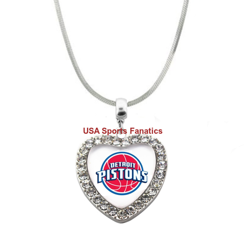 Detroit Pistons 925 Necklace or Earrings or Set Team Heart With ...