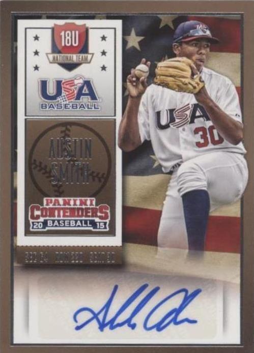 2015 Panini Contenders - USA Baseball Ticket Austin Smith #8 (AU, RC ...